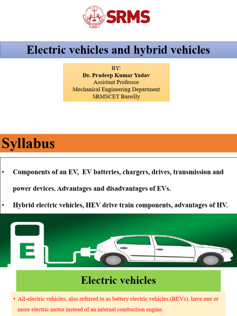 Electric and Hybrid Vehicle Overview | PDF | Electric Vehicle | Hybrid ...