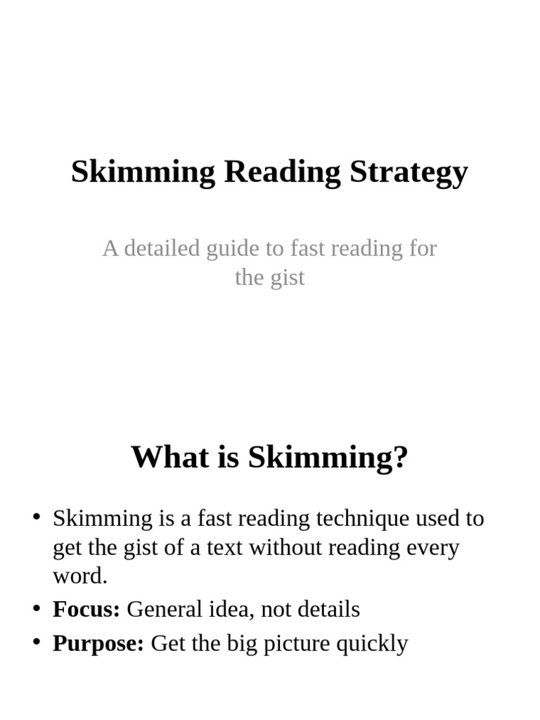 Effective Skimming Reading Techniques | PDF