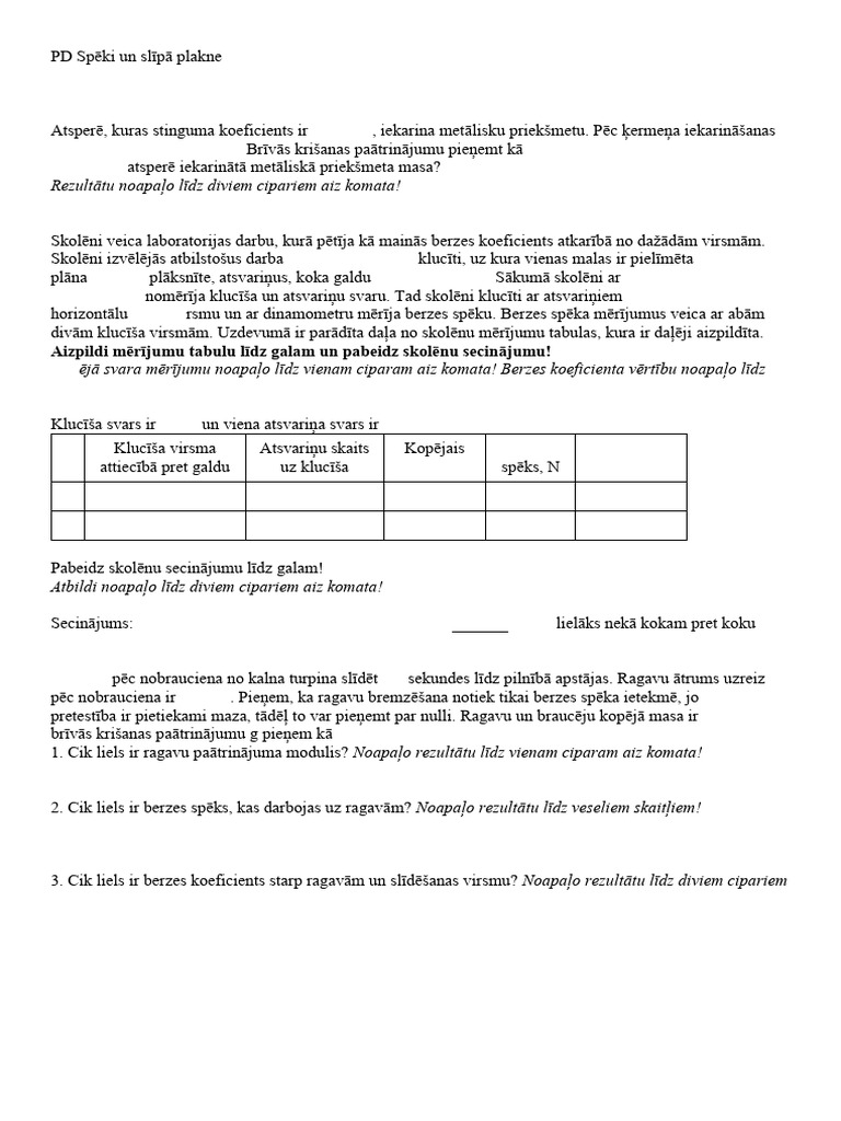 PD Spēki Un Slīpā Plakne | PDF