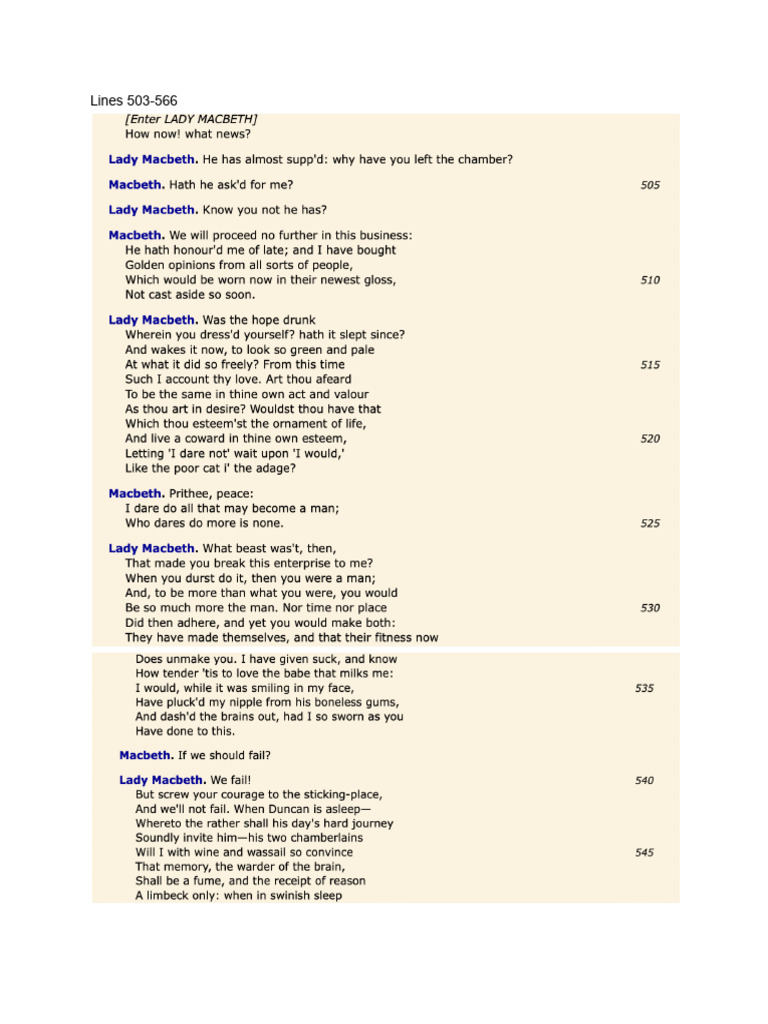 Macbeth Lines | PDF