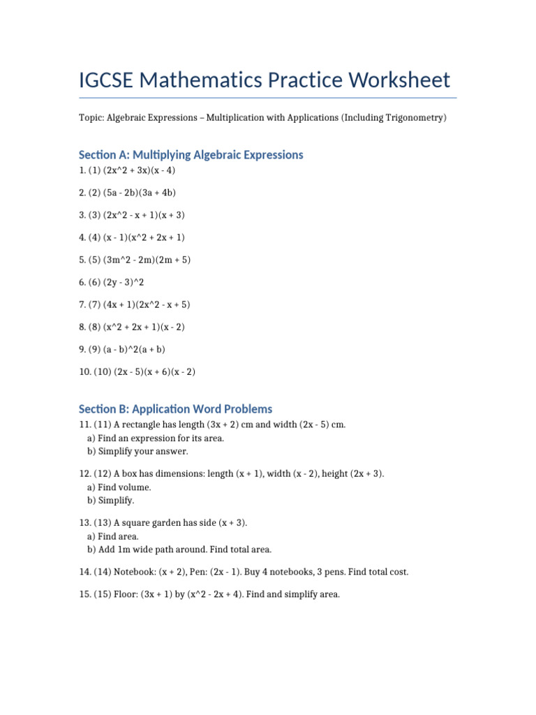 IGCSE Math Questions Only 2 | PDF