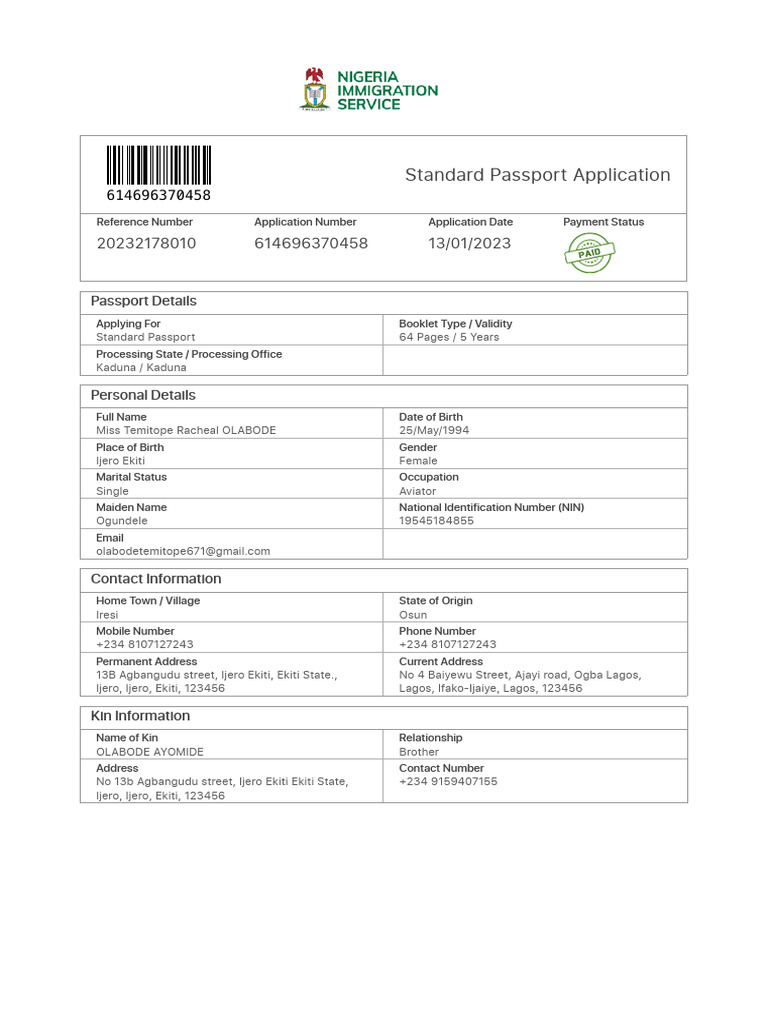 Resume-Edit Passport Application Nigerian Immigration Services | PDF ...