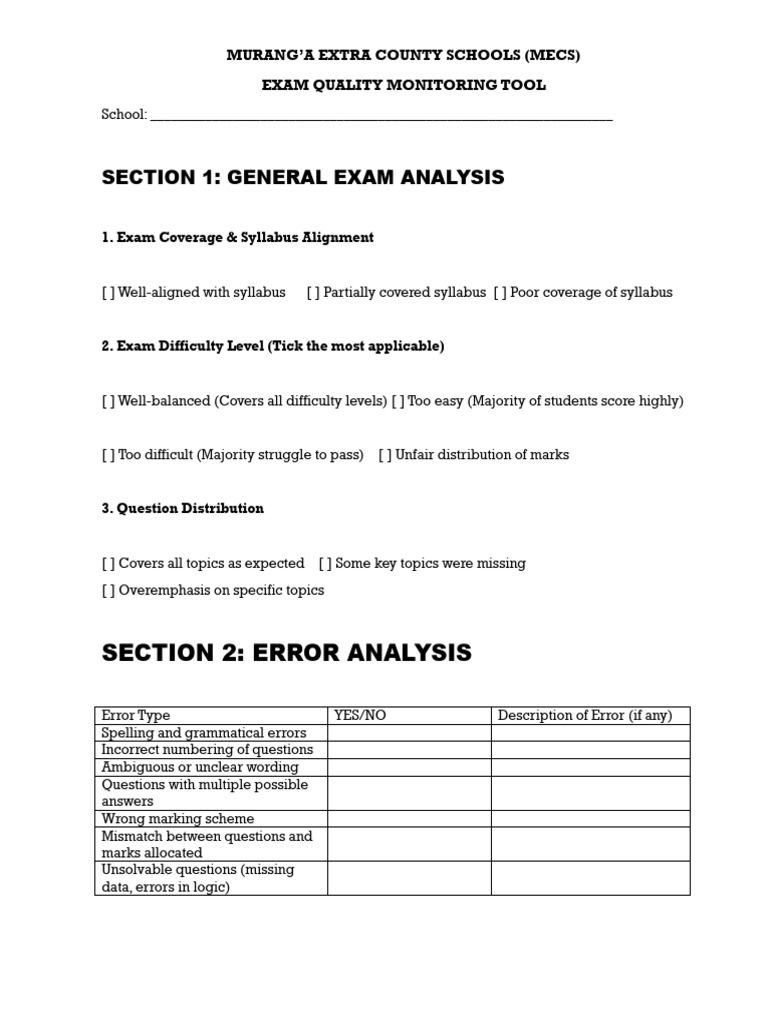 Exam Quality Monitoring Tool Guide | PDF | Question