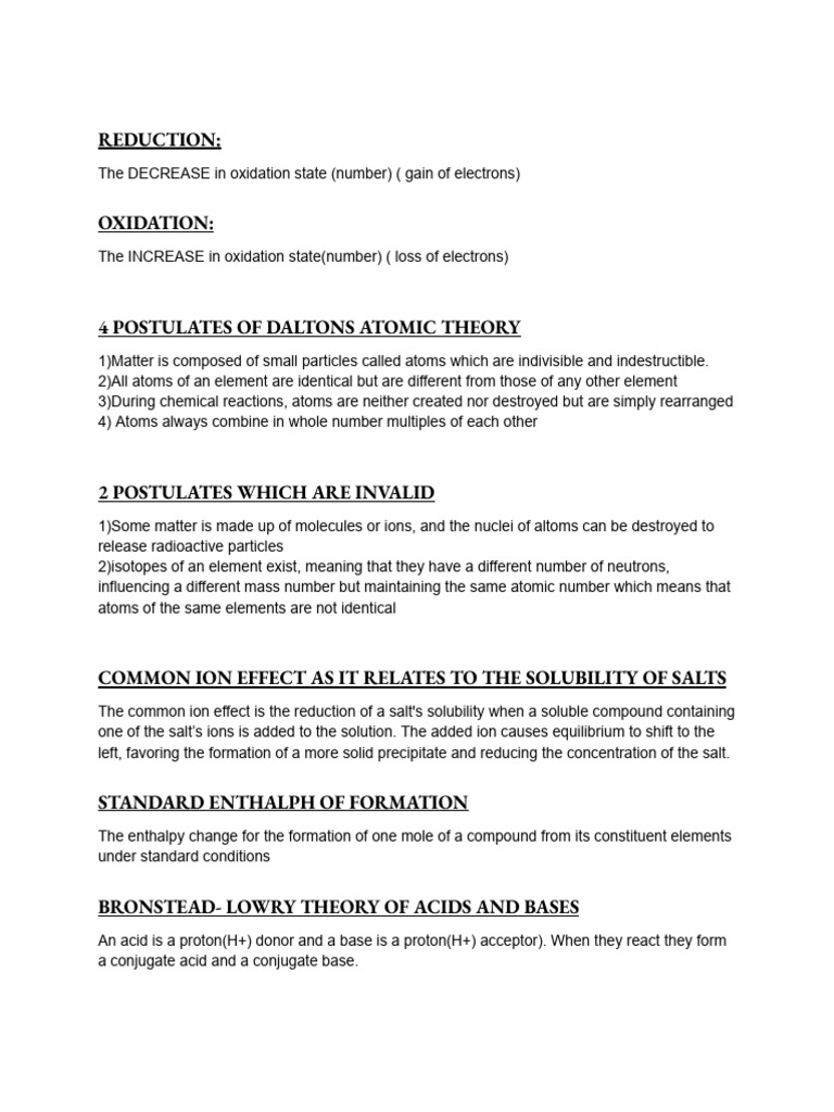 Key Concepts in Chemistry Explained | PDF | Acid | Atoms