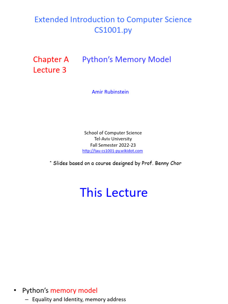 8 Pythons Memory Model | PDF | Parameter (Computer Programming ...