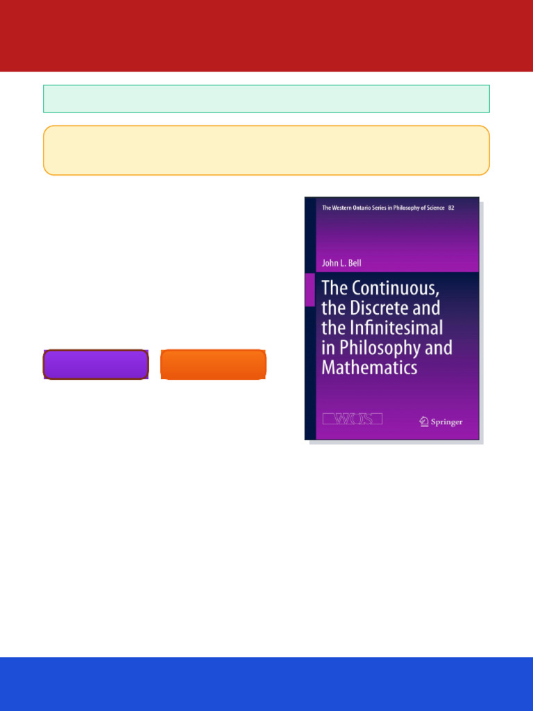 The Continuous the Discrete and the Infinitesimal in Philosophy and ...