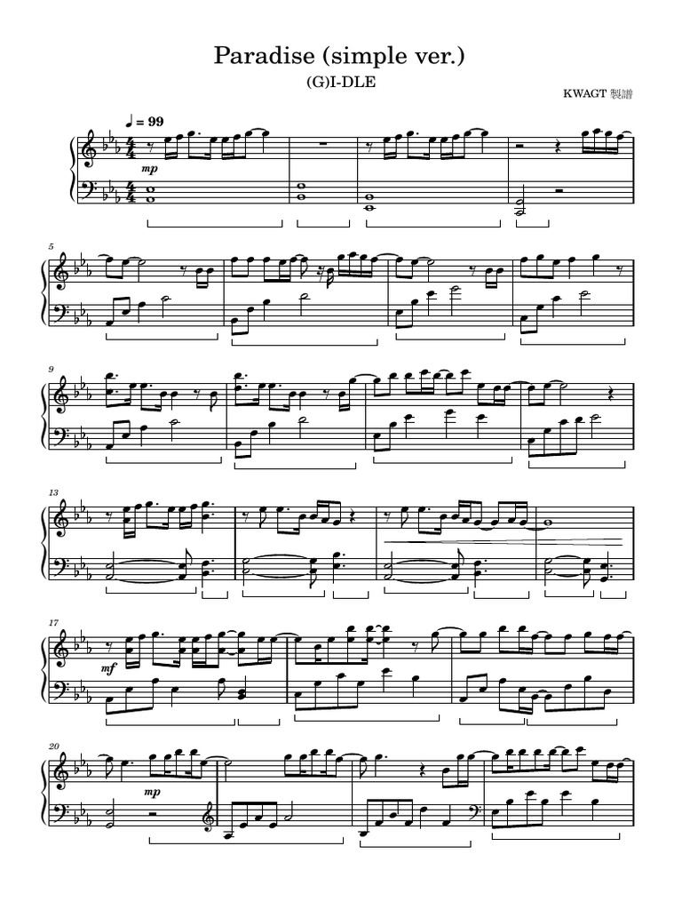 (G)I-DLE Paradise Simple Sheet Music | PDF