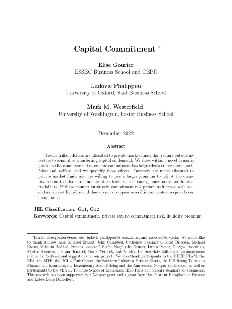 Impact of Capital Commitment on PE Funds | PDF | Financial Risk ...