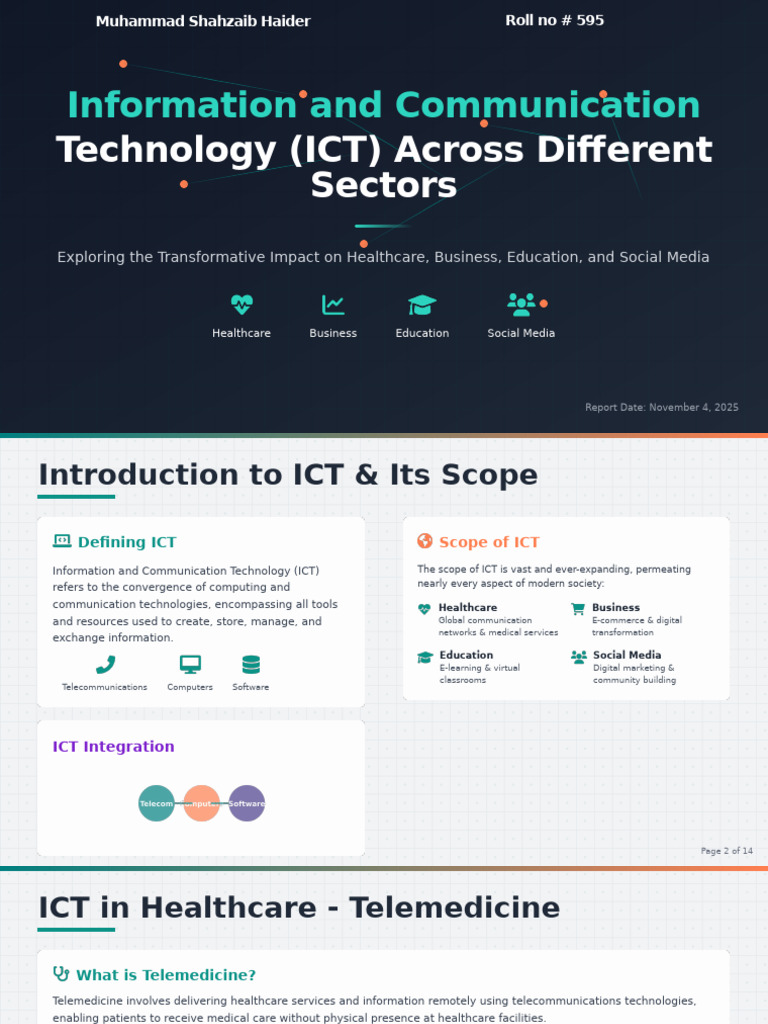 ICT's Impact on Healthcare, Business, Education | PDF | Electronic ...