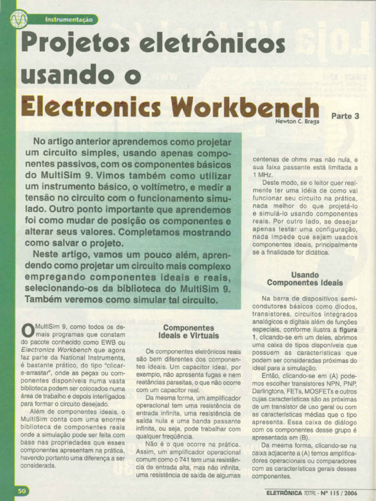 Multisim 9 - Revista Eletronica Total 115 | PDF