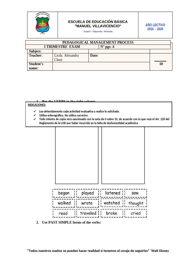 i Trimestre Evaluation 7mo 2025-2026 | PDF