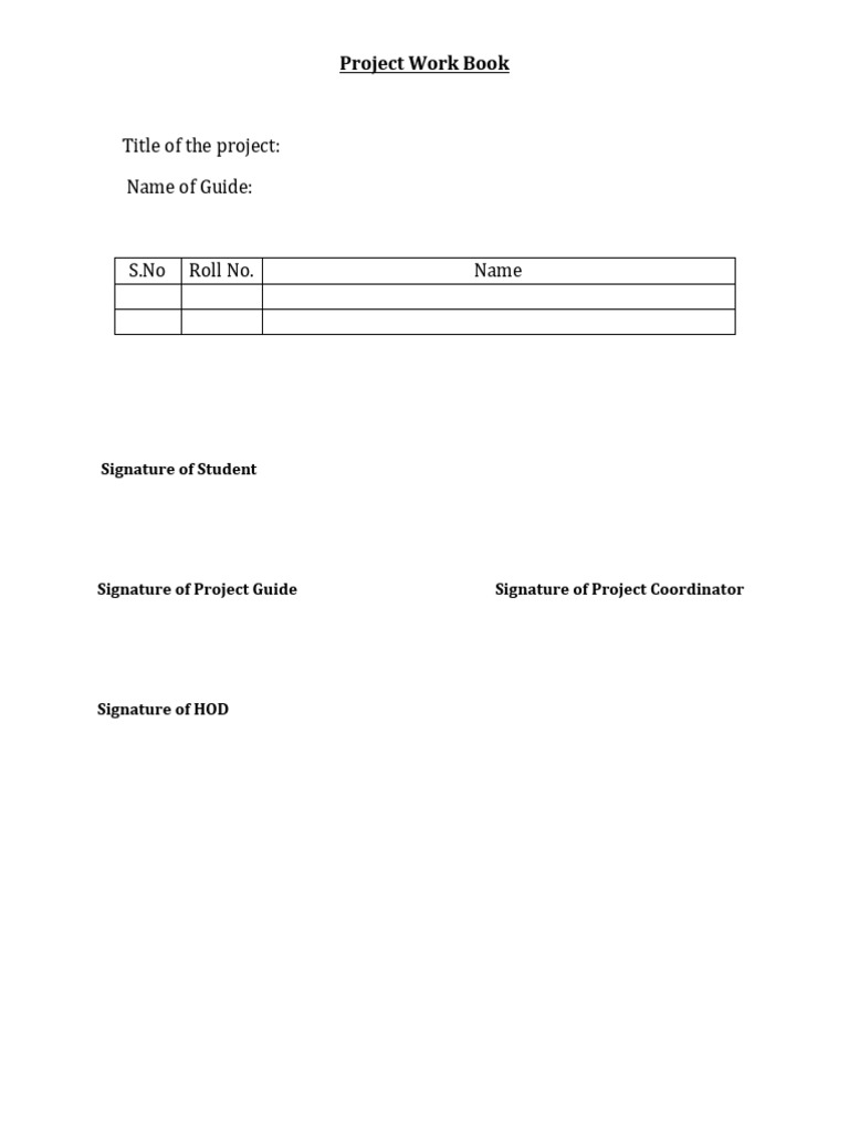 Project Work Book - Dummy | PDF
