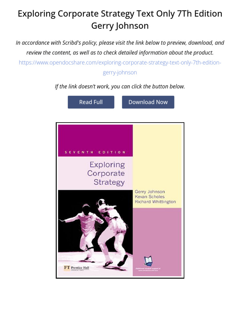 Exploring Corporate Strategy Text Only 7th Edition Gerry Johnson | PDF