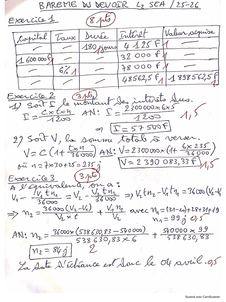 Barème Du Devoir Math Fin l2sea | PDF