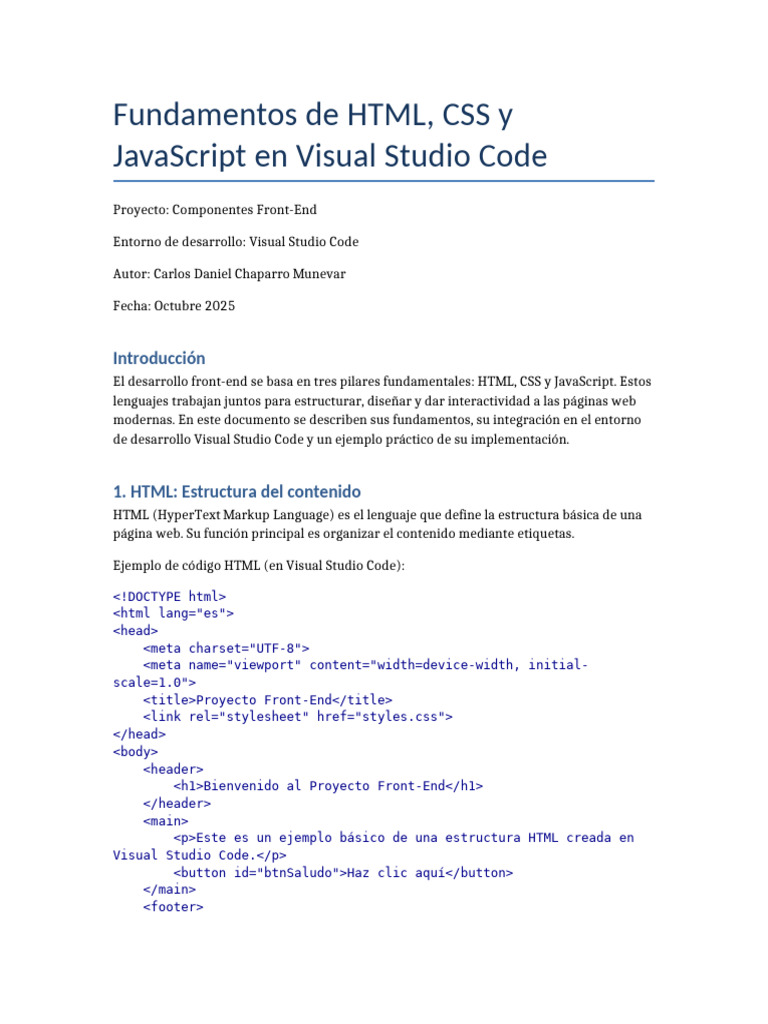 Fundamentos HTML CSS JS VisualStudio | PDF | Script Java | HTML