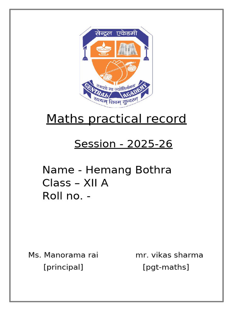 Maths Practical Record | PDF