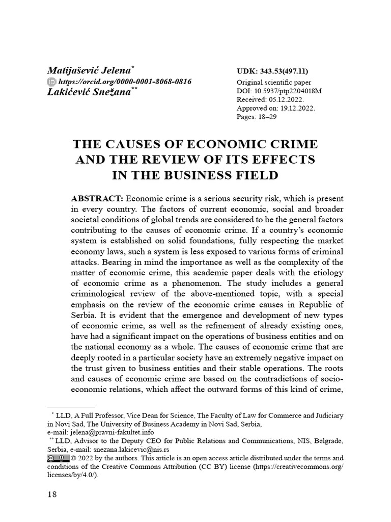 Causes and Effects of Economic Crime | PDF | Crimes | Crime & Violence