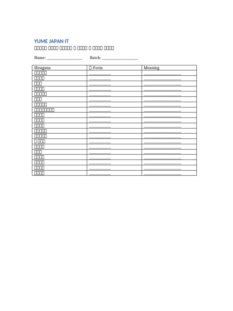 Minna 14 Te Form | PDF