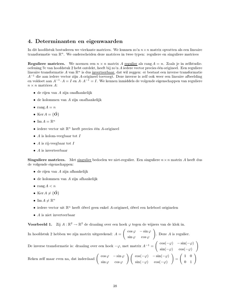 Determinanten en Eigenwaarden: Reguliere Matrices | PDF