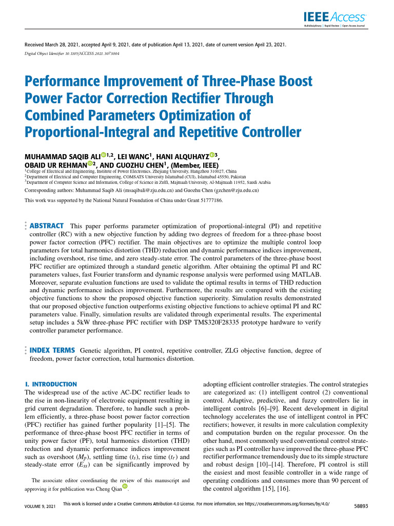 Performance Improvement of Three-Phase Boost Power Factor Correction ...