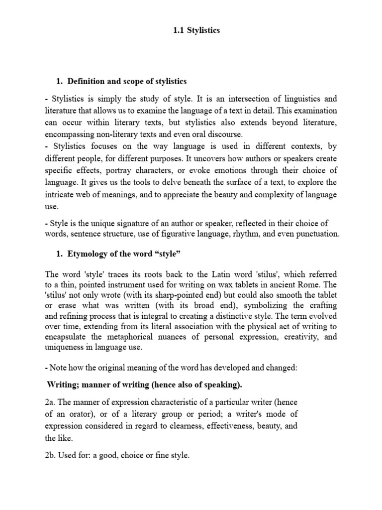 1 1 Stylistics | PDF | Semantics | Linguistics