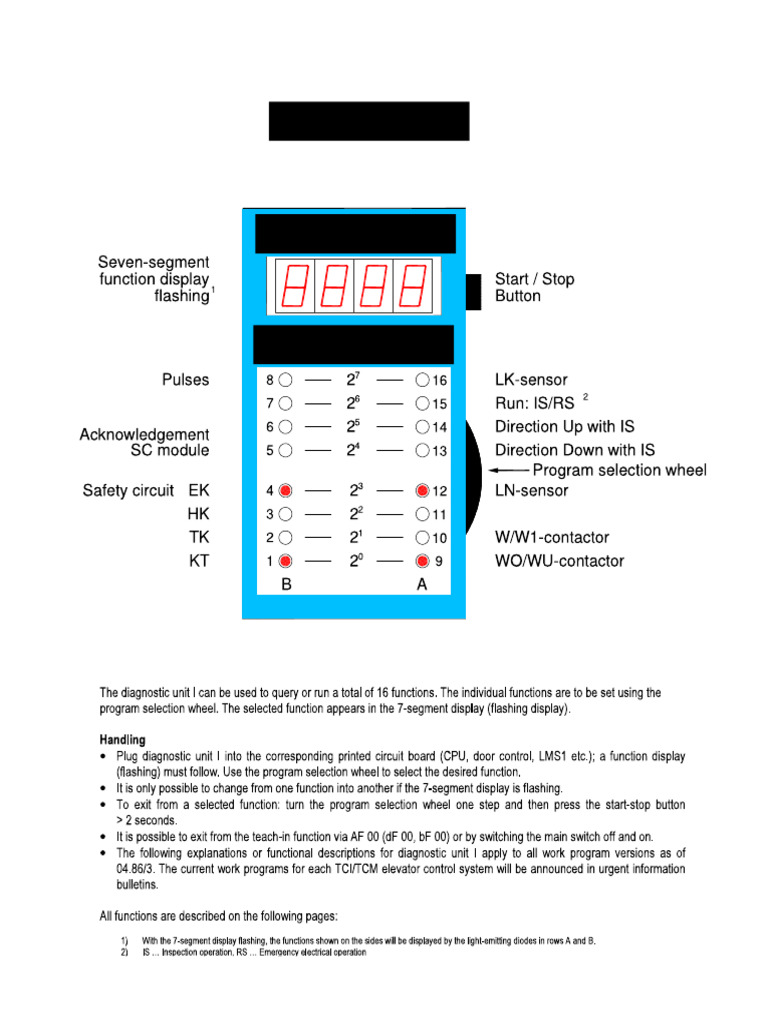 Diagnostic Unit I Operating Manual | PDF | Elevator | Manufactured Goods