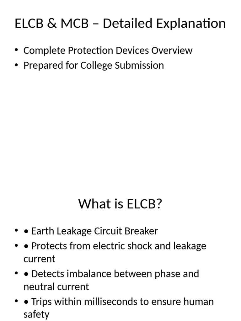 ELCB vs MCB: Safety Devices Explained | PDF