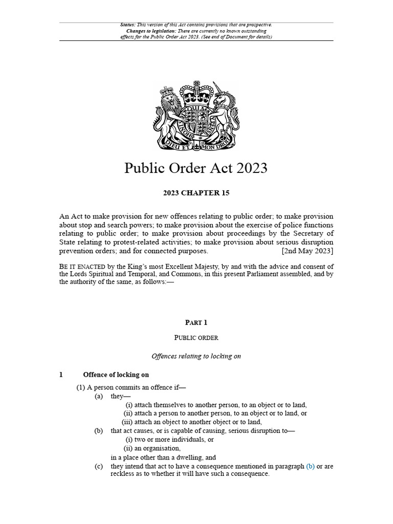 Public Order Act 2023 Overview | PDF | Natural Gas | Crimes