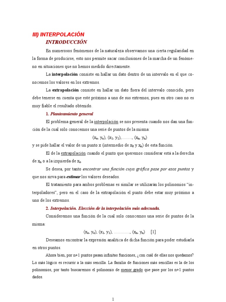 Interpolacion Lineal. | PDF | Conceptos matemáticos | Objetos matemáticos