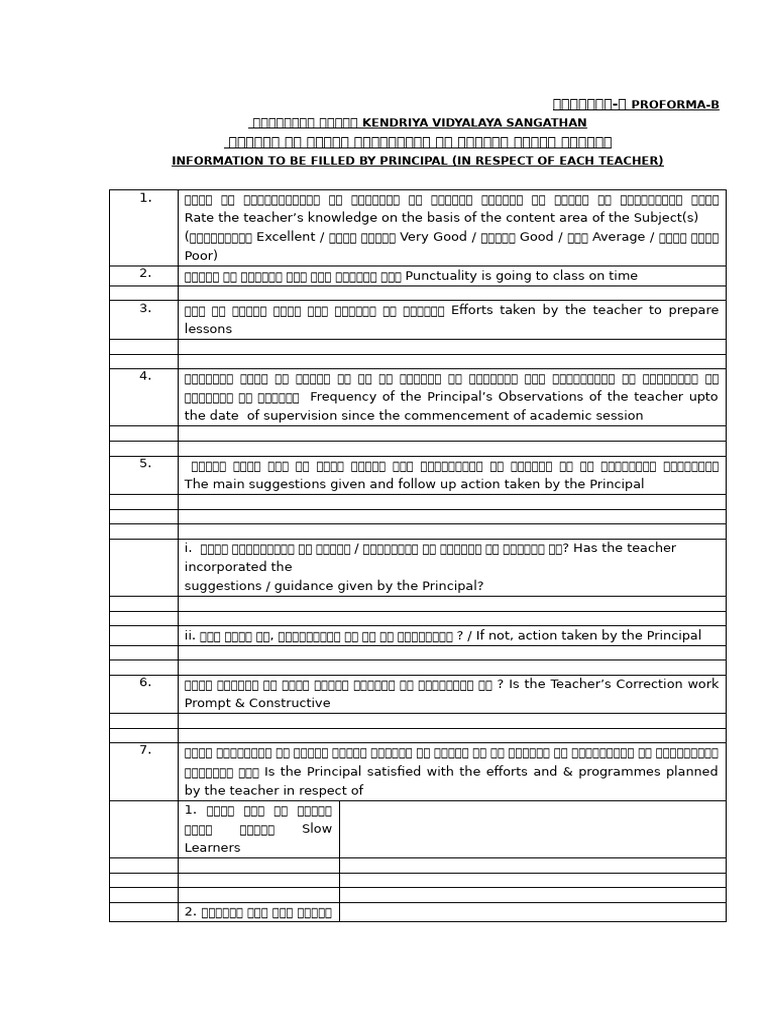 Proforma B Information To Be Filled by Principals | PDF