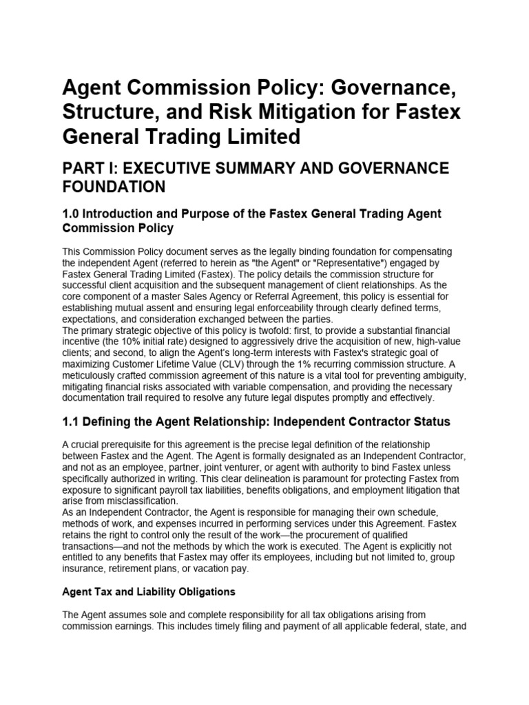 Fastex Agent Commission Policy Overview | PDF | Taxes | Value Added Tax