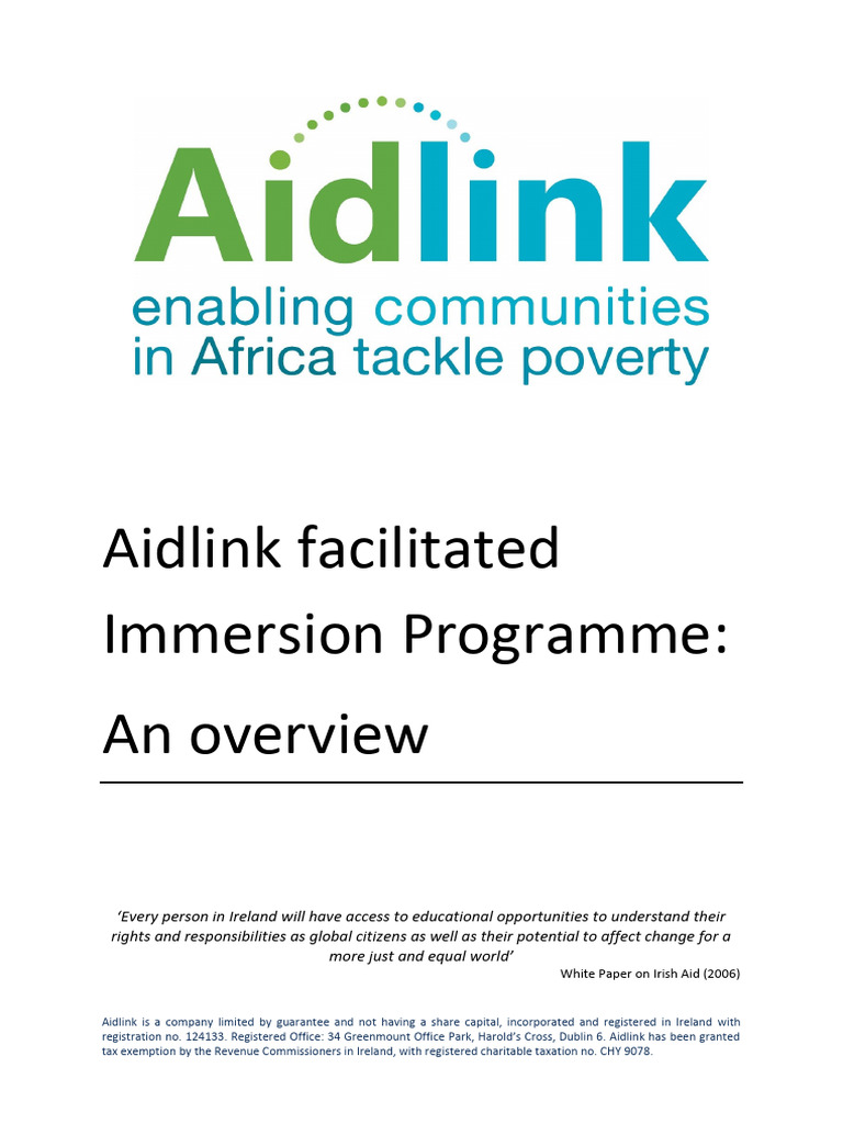 2015 Aidlink Student Immersion Programme | PDF | Taxes | Charitable ...