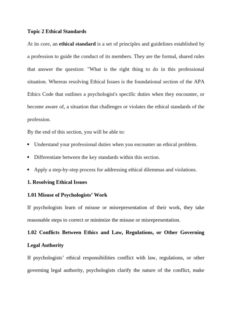 Ethical Standards for Psychologists | PDF | Psychologist | American ...