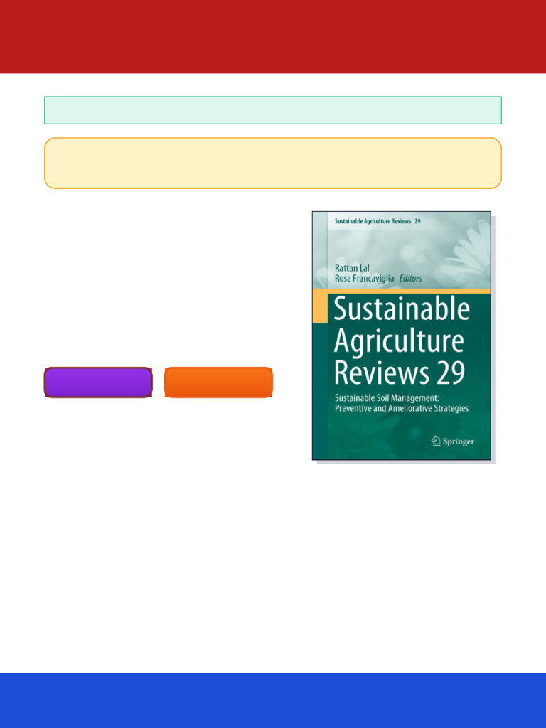 Sustainable Agriculture Reviews 29 Sustainable Soil Management ...