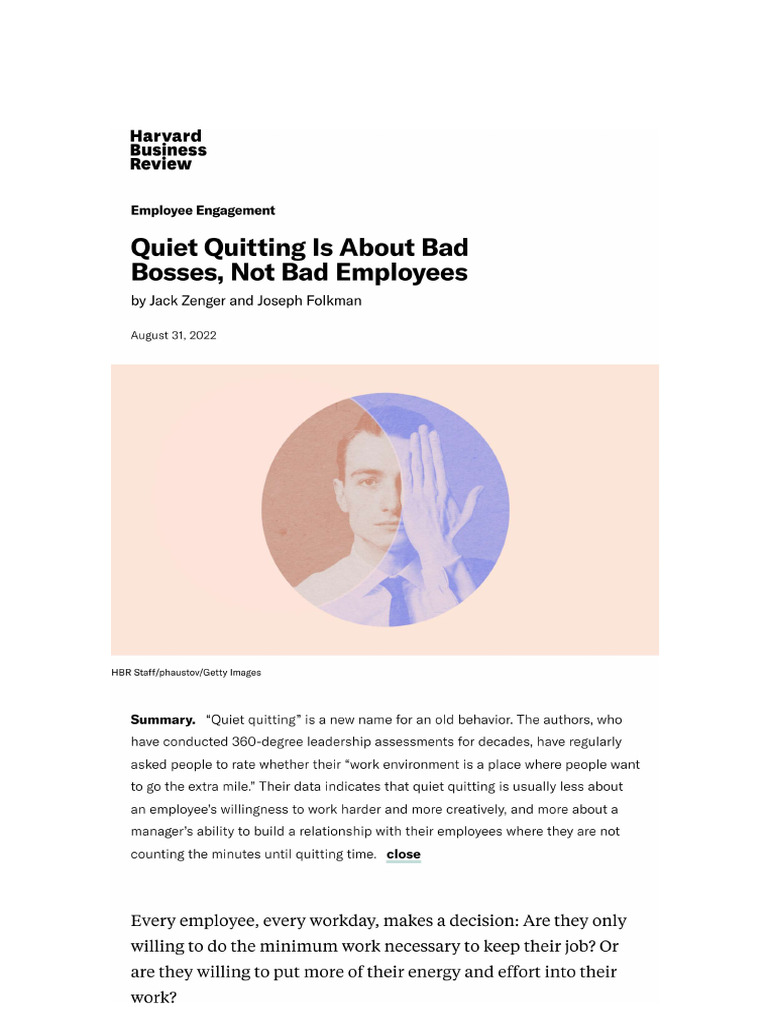 Lecture 3 - Quiet Quitting Is About Bad Bosses, Not Bad Employees | PDF
