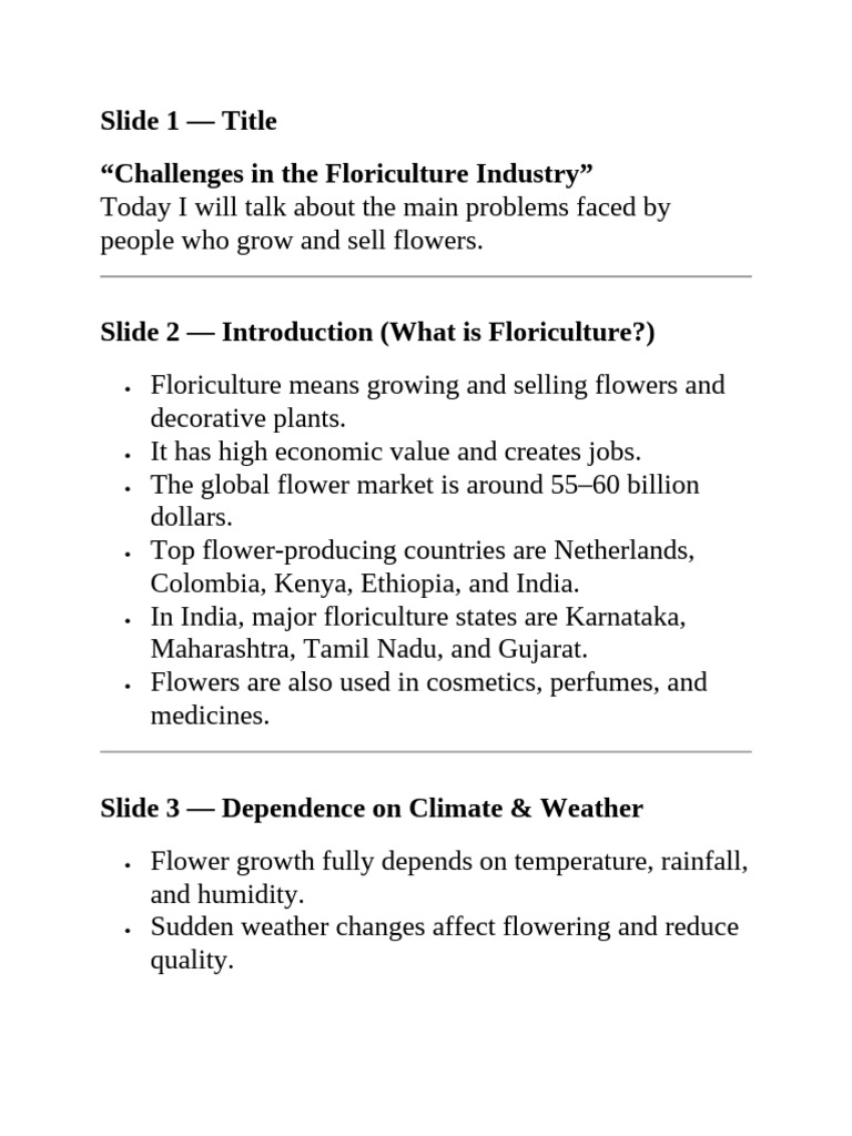 Floriculture Industry Challenges Explained | PDF