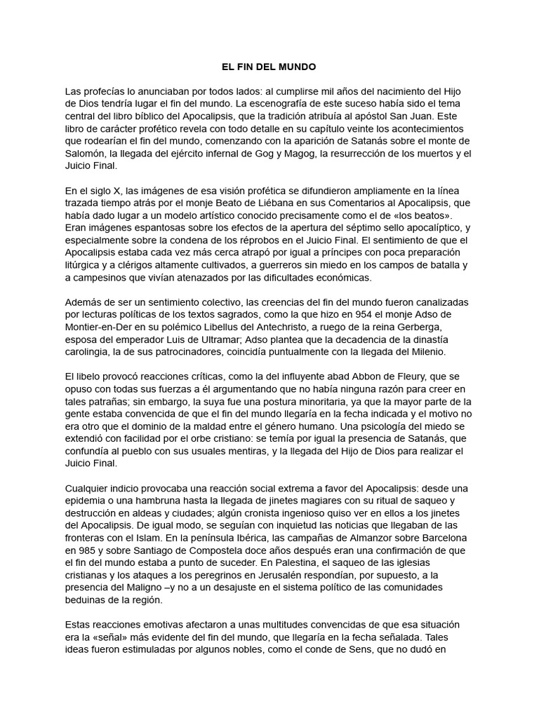 El Fin Del Mundo | PDF