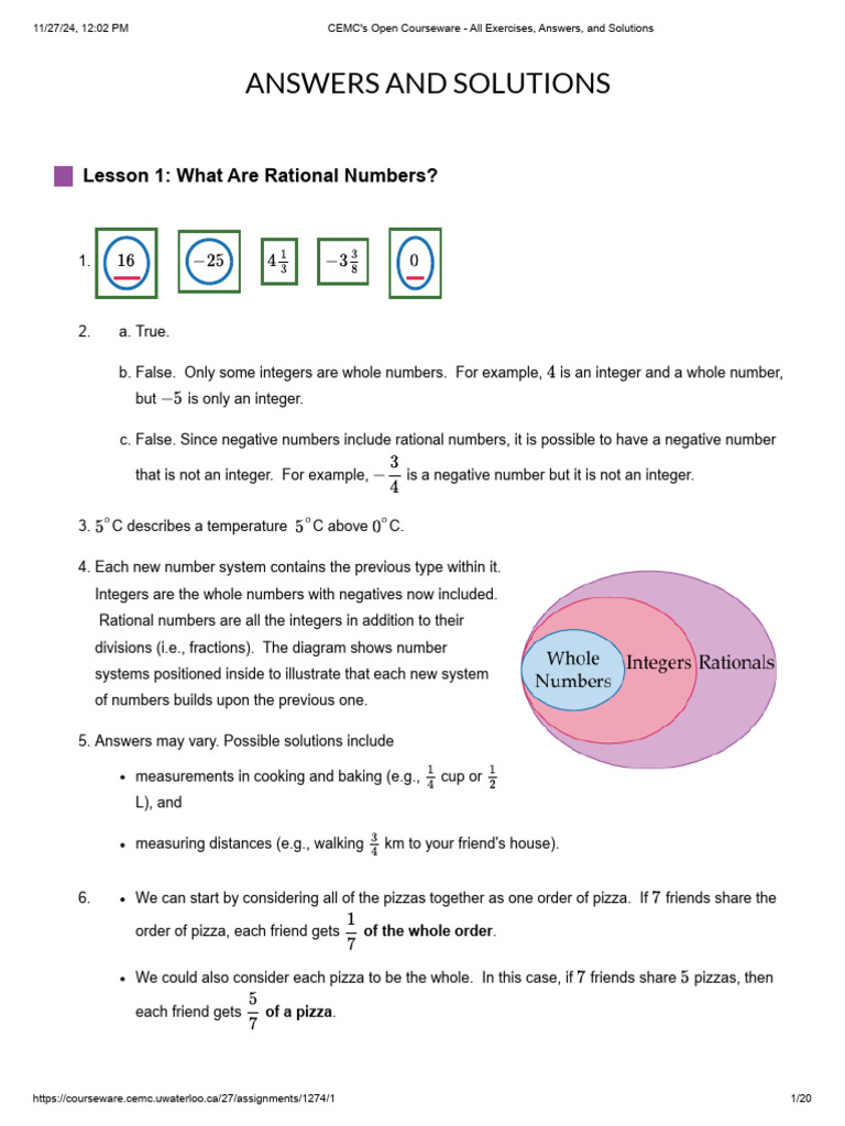 CEMC's Open Courseware - All Exercises, Answers, And Solutions_2 | PDF ...