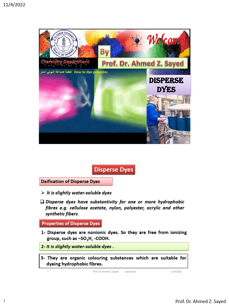 Disperse Dyes for Polyester Dyeing Guide | PDF | Dye | Dyeing