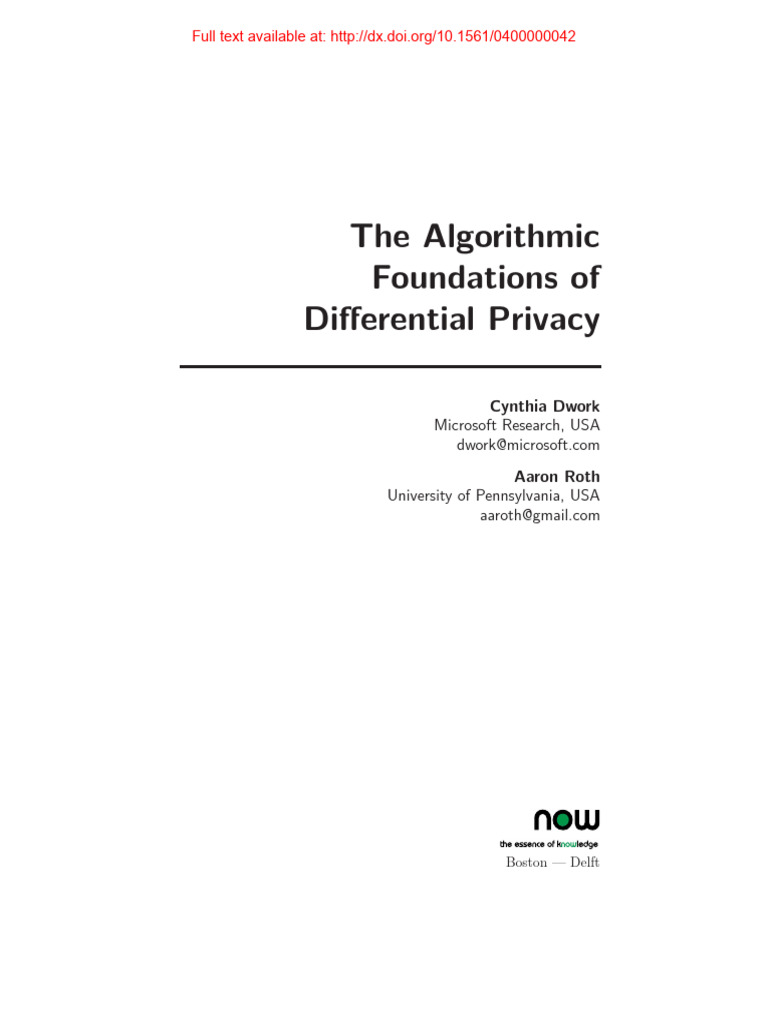 15_The Algorithmic Foundations of Differential Privacy-summary 2013 ...