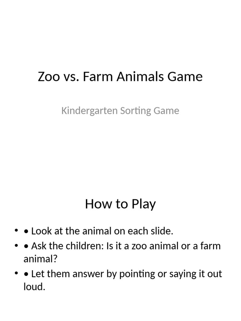 Zoo Vs Farm Animals Game | PDF