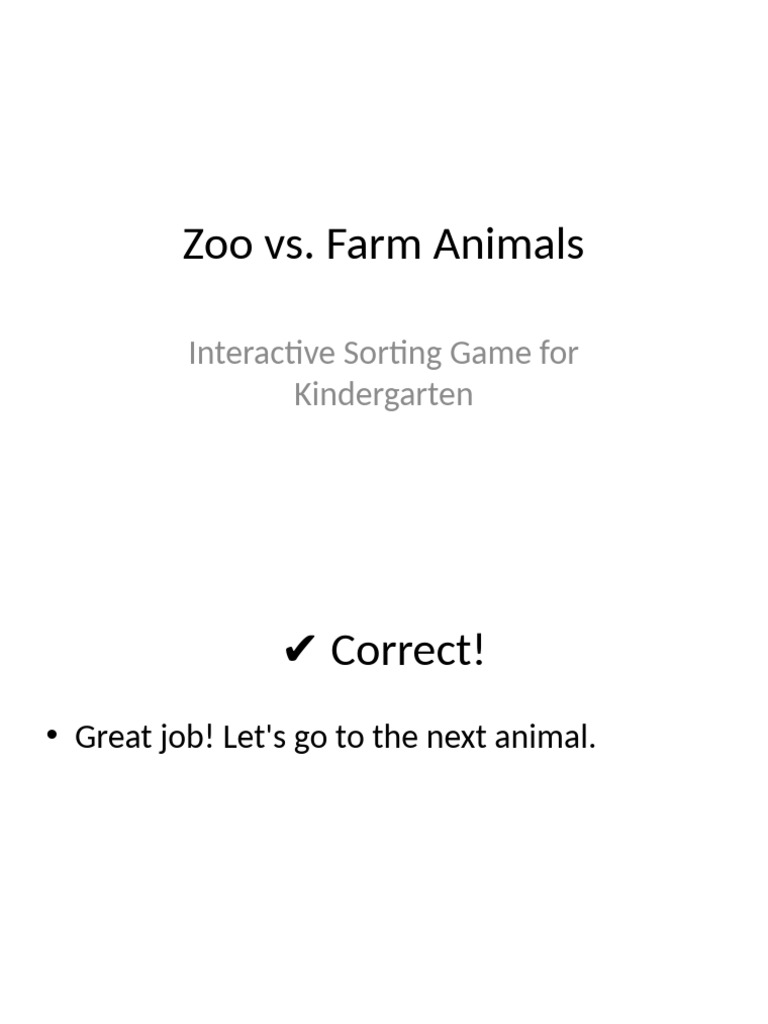 Interactive Zoo Vs Farm Game | PDF