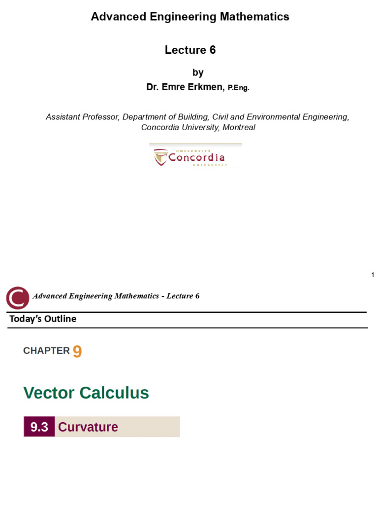 Lecture 6 - Curvature. Components of Acceleration (9.3) | PDF ...