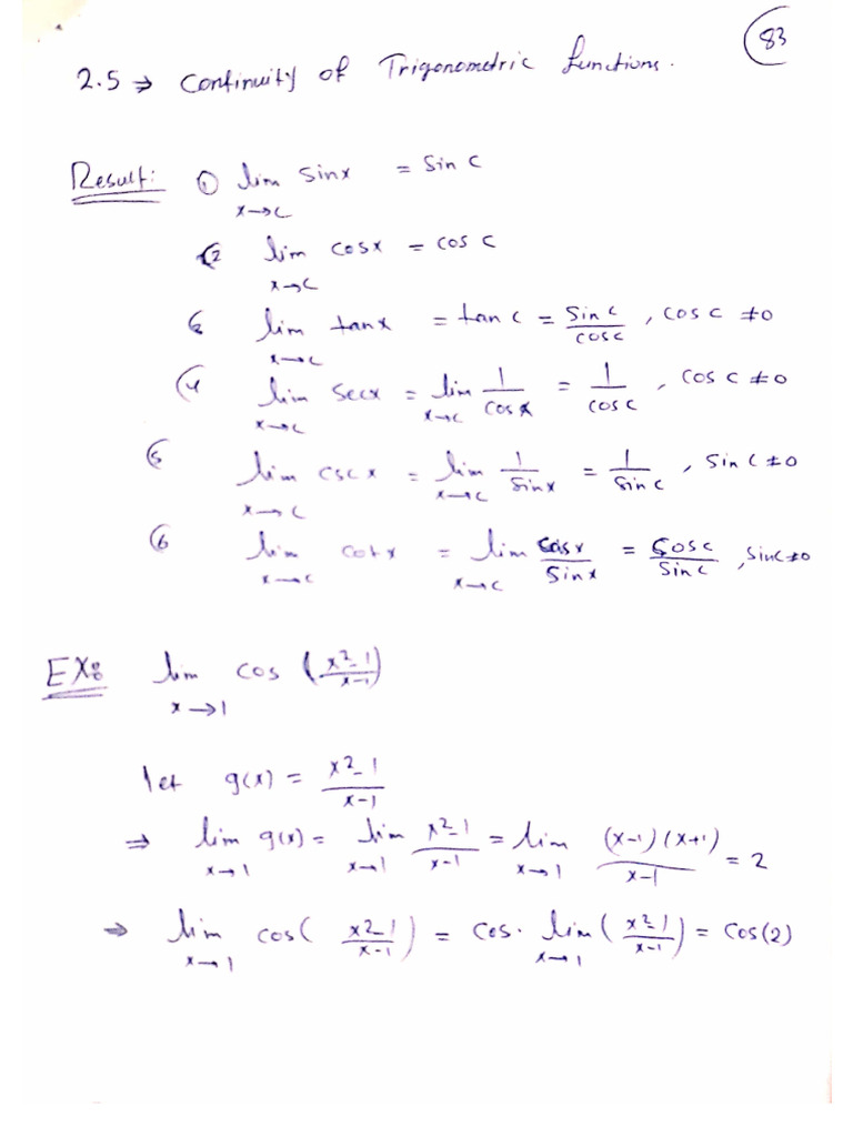 2.5 Continuity of Trigonometric Functions | PDF