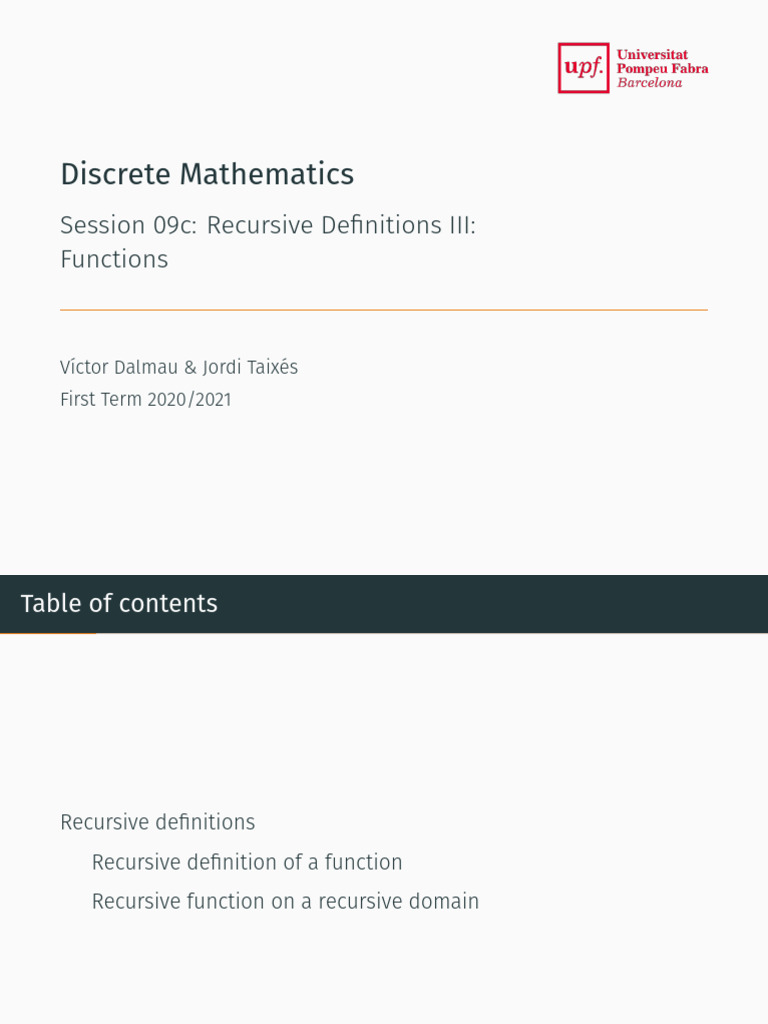 Discrete Mathematics 20 21 S09c Recursive Definitions III Functions ...
