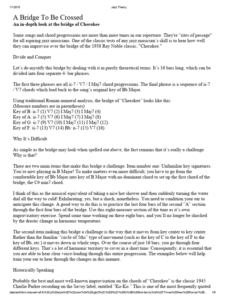 Mastering the Bridge of Cherokee | PDF | Jazz | Chord (Music)
