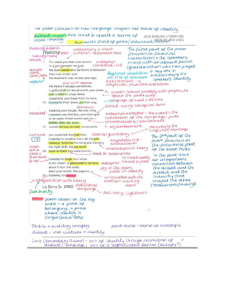 L Berry Poem Notes | PDF