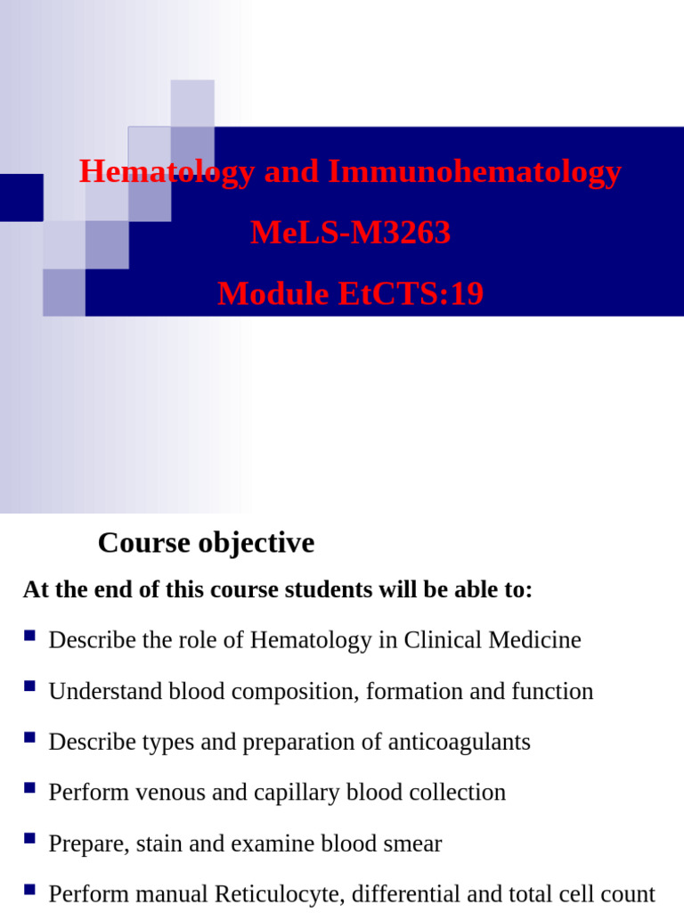 Hema I Chapter 1_Introduction | PDF | Hematology | Anemia