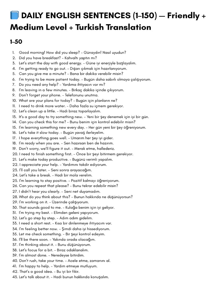 Daily Useful English Sentences | PDF