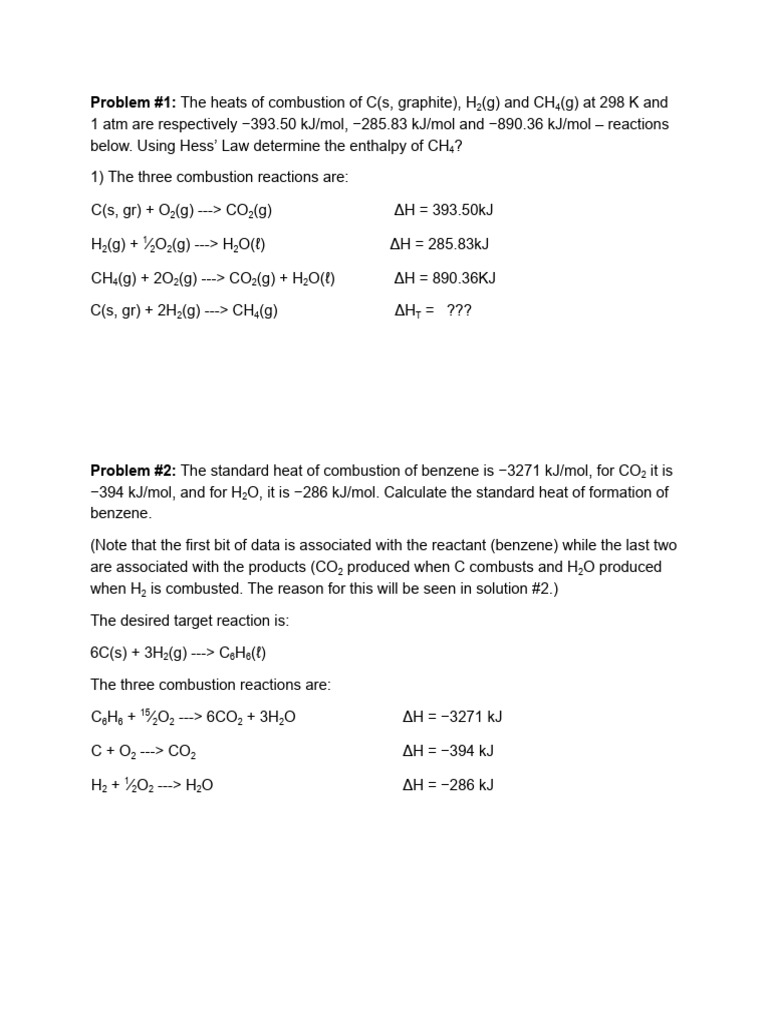 Hess' Law Practice | PDF